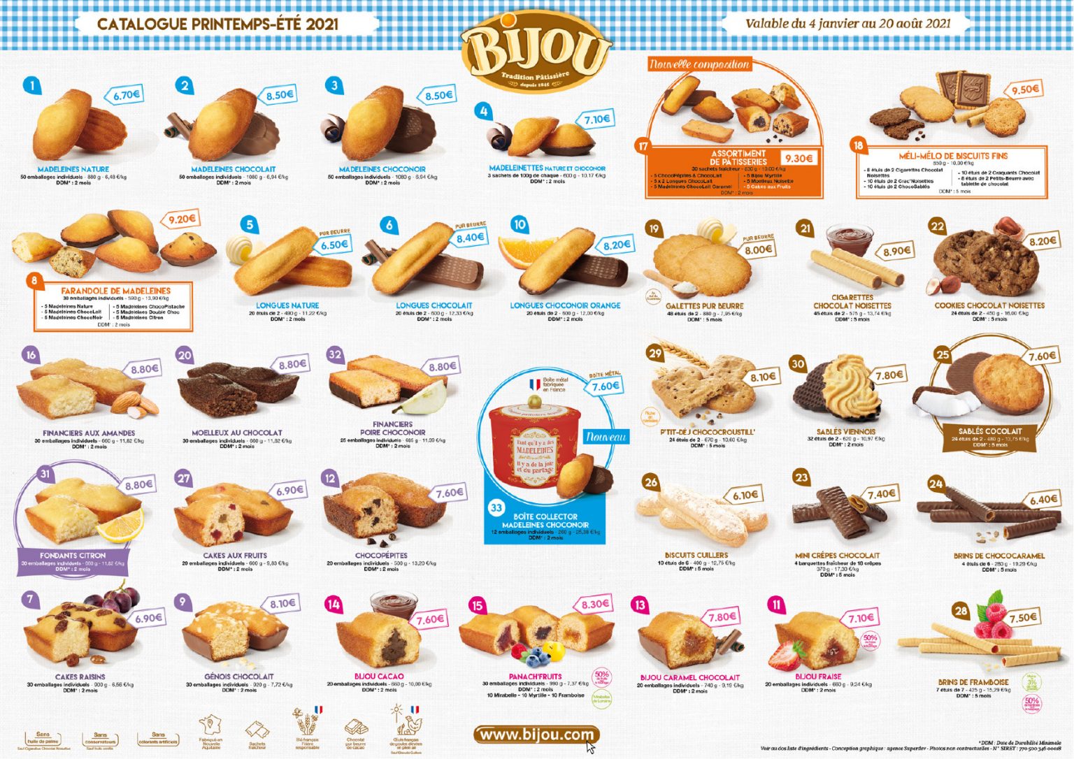 Vente de madeleines & biscuits Bijou 2021 – A.P.E. D'écolons Ensemble
